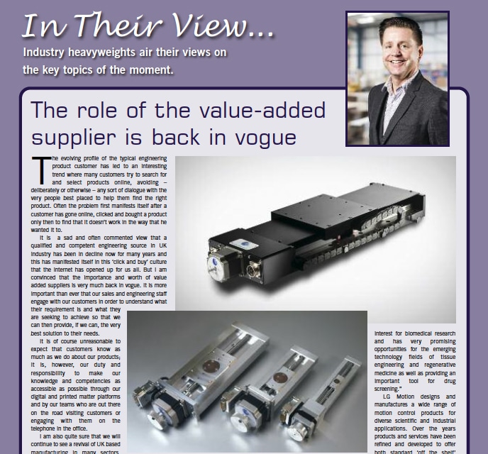 The role of the value-added supplier is back in vogue - LG Motion Ltd